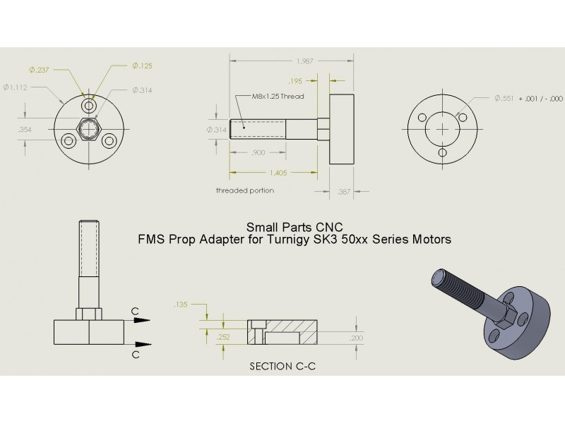 FMS / Airfield Prop Adapter for Turnigy SK3 50xx Series
